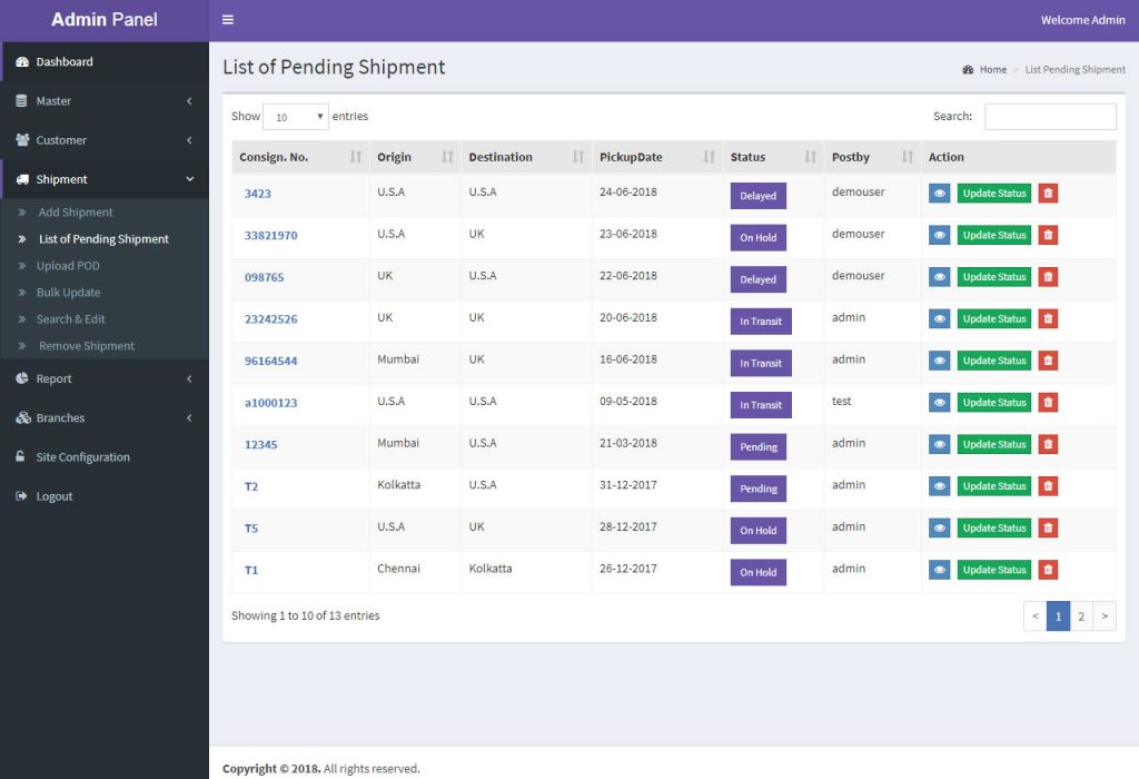 ScreenShots - Courier Software Script, Cargo Tracking Software ...